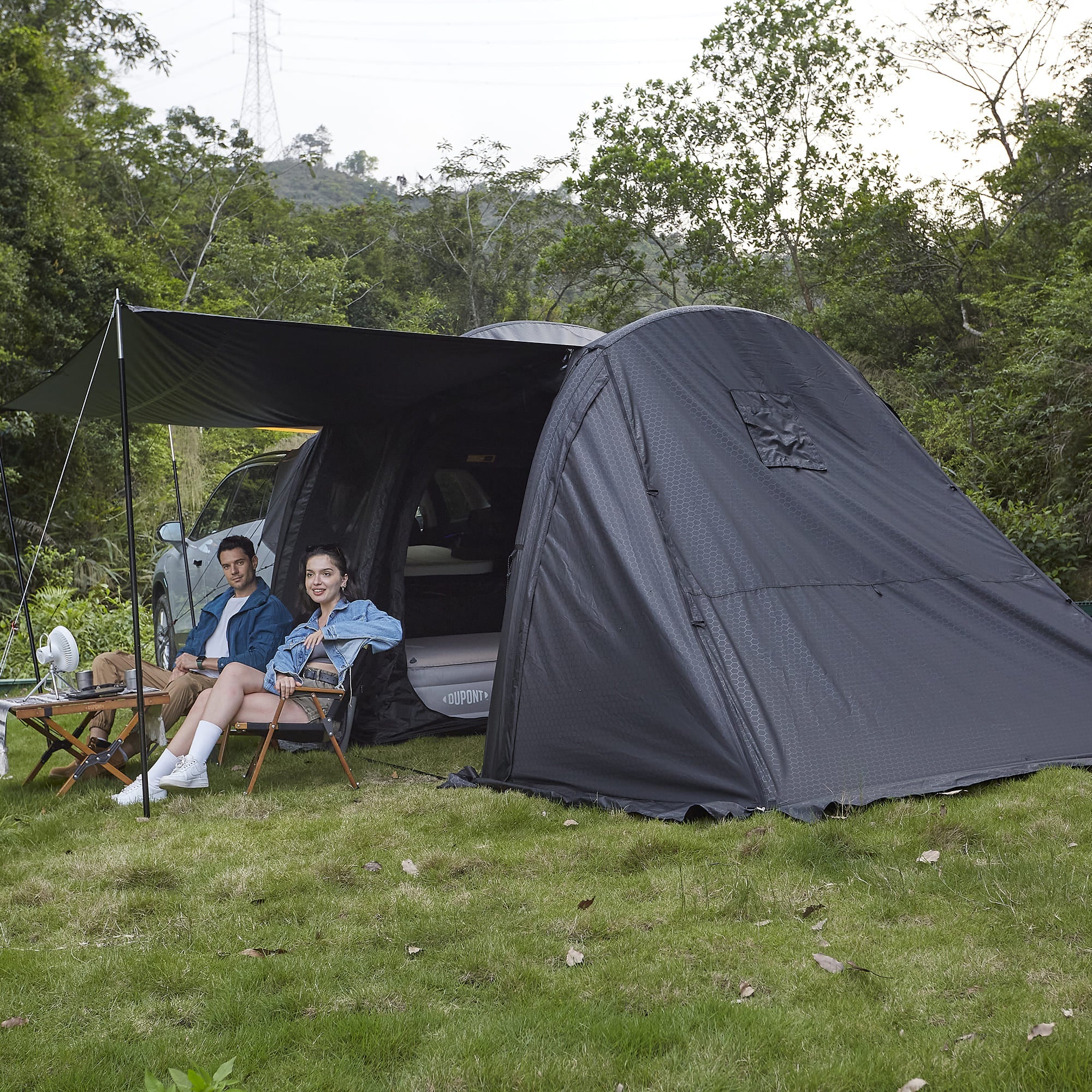 MKCAMP Black Oxford Two Rooms Electric Car Camping Tent – MKCAMP ...